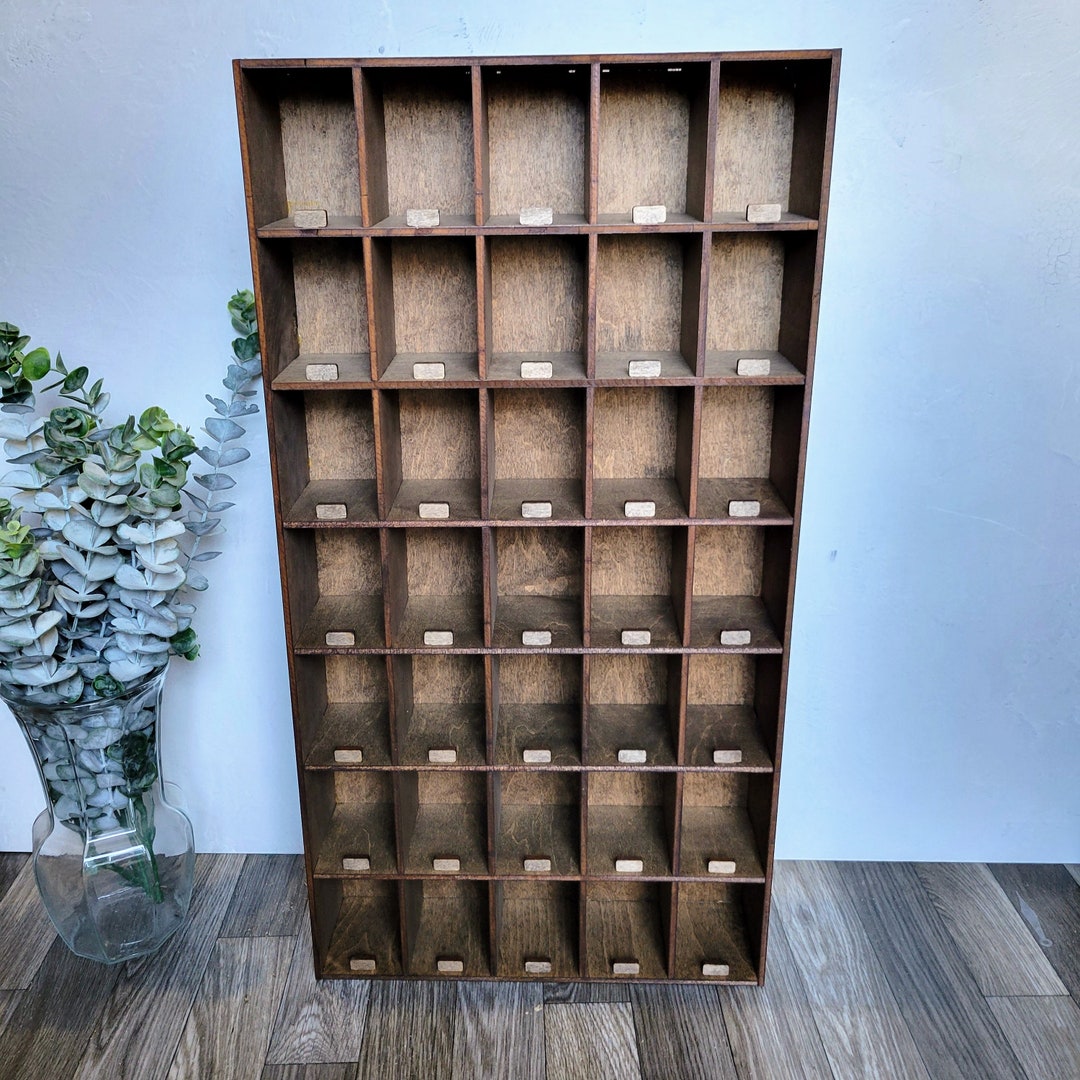 35 Compartment Wooden Display Shelf Trinket Shelfcurio Cabinet Knick ...