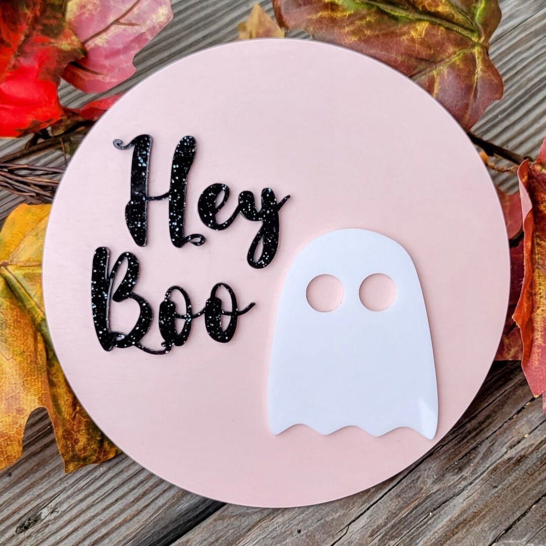 Mini Hey Boo Ghost Door Sign Decor Halloween Sign Halloween Decorations ...