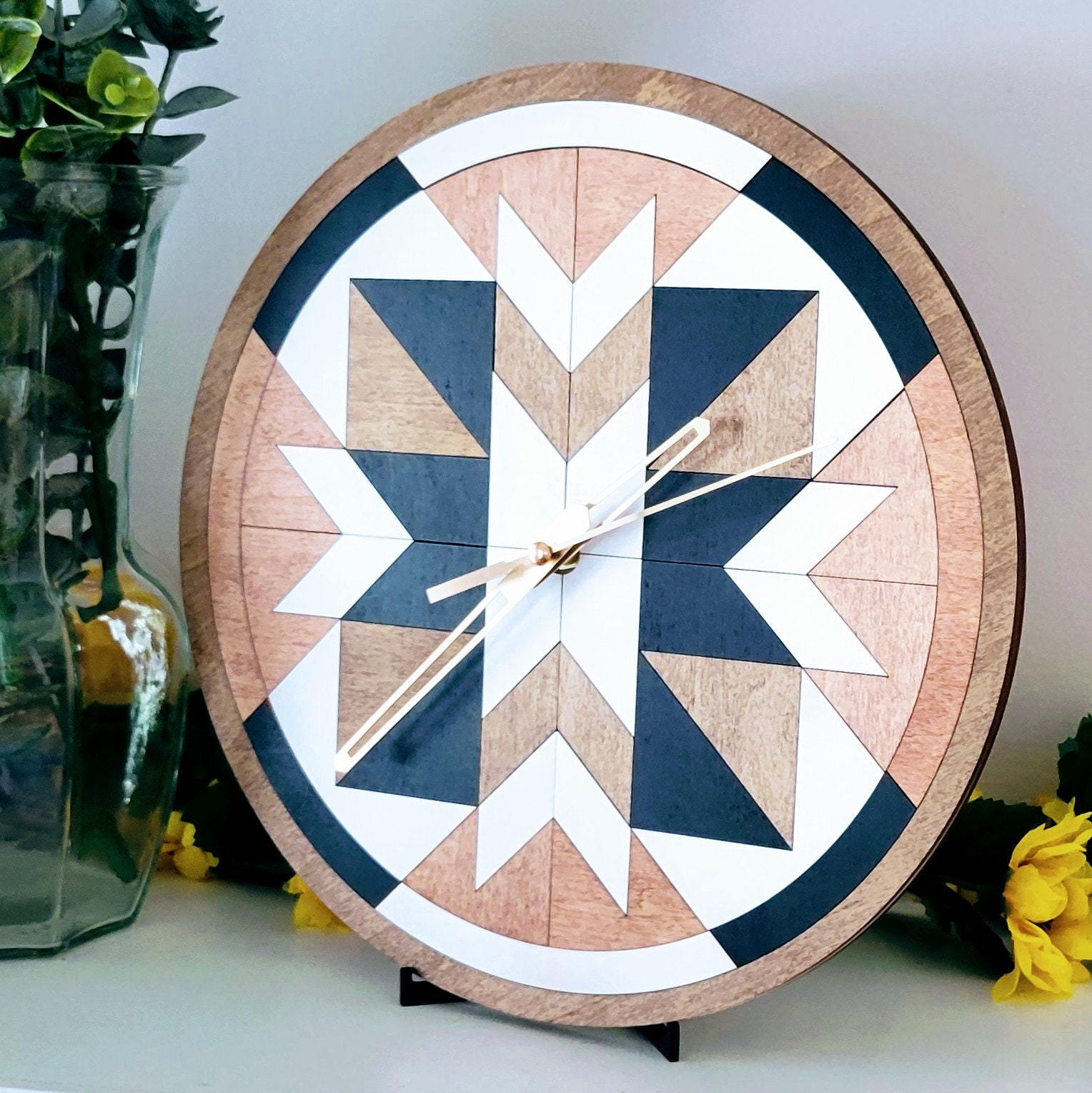 Barn Quilt Clock Geometric Clock Wooden Tribal Pattern - Etsy