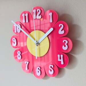 Mini Retro Daisy Wall Clock -funky Wall Clock - Hot Pink and Lavender ...