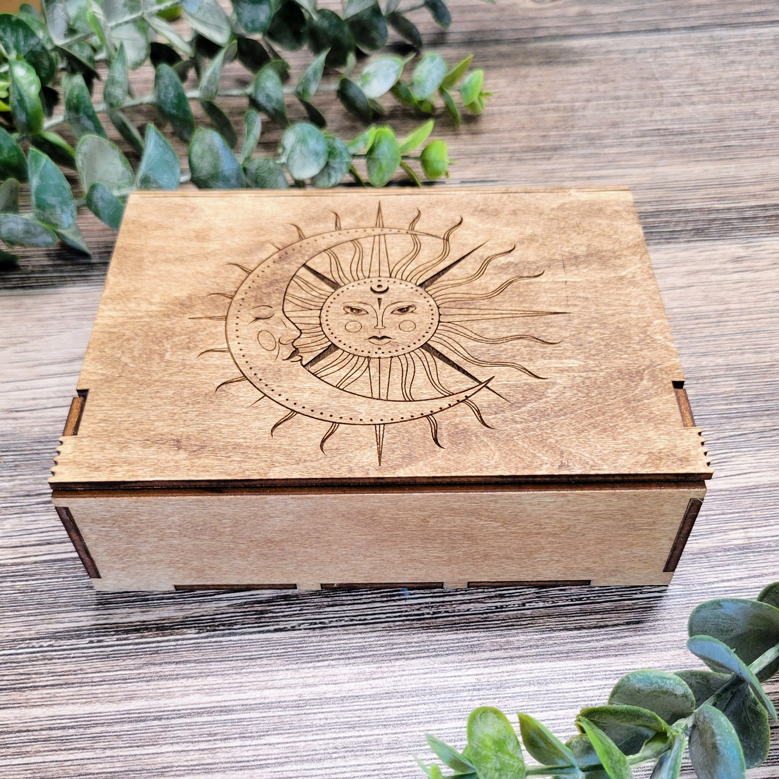 Celestial Sun & Moon Box - Custom Box - Jewelry Box- Stash Box Gift ...