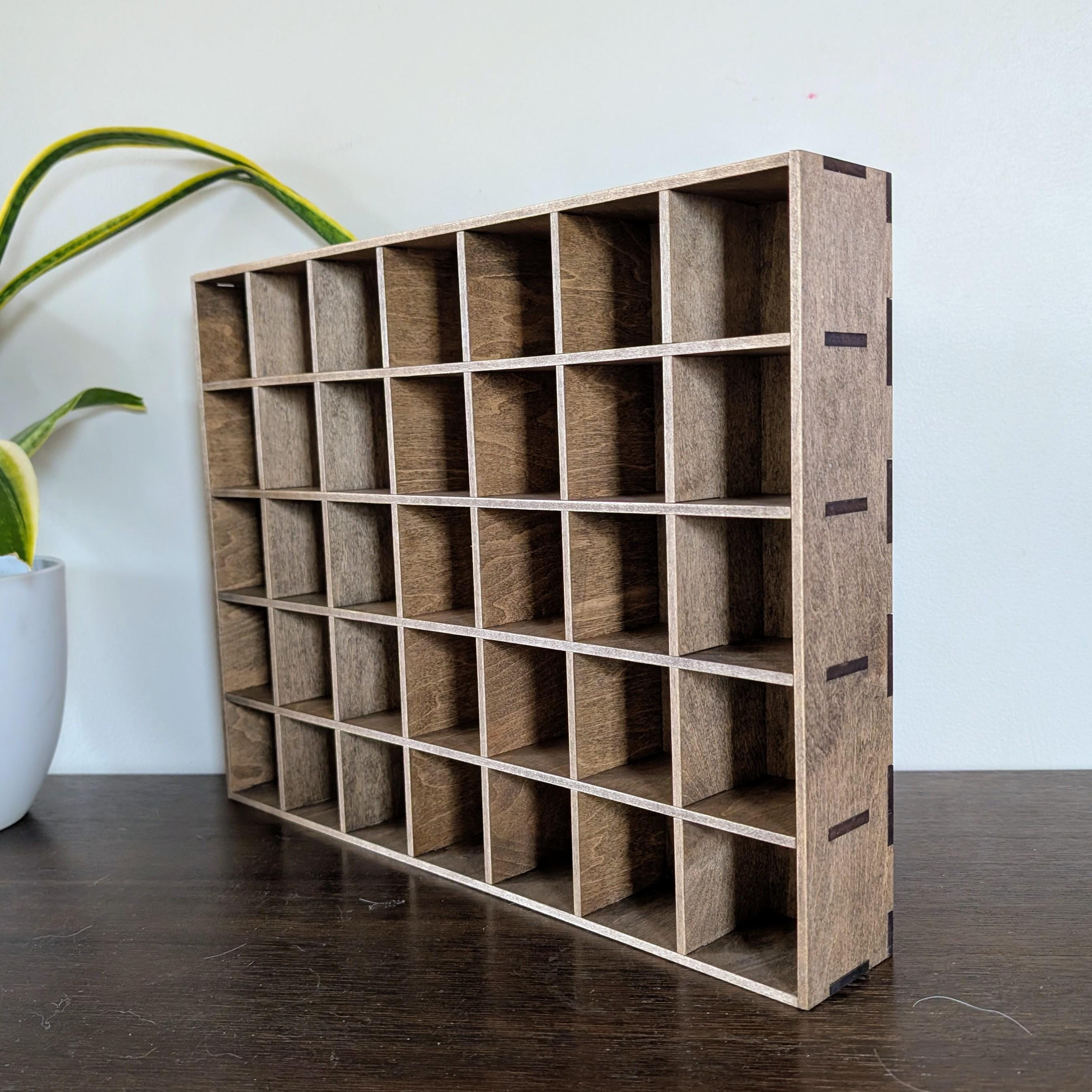 35 Compartment Wooden Display Shelf- 2.45x2.3 - Trinket Shelf - Curio ...