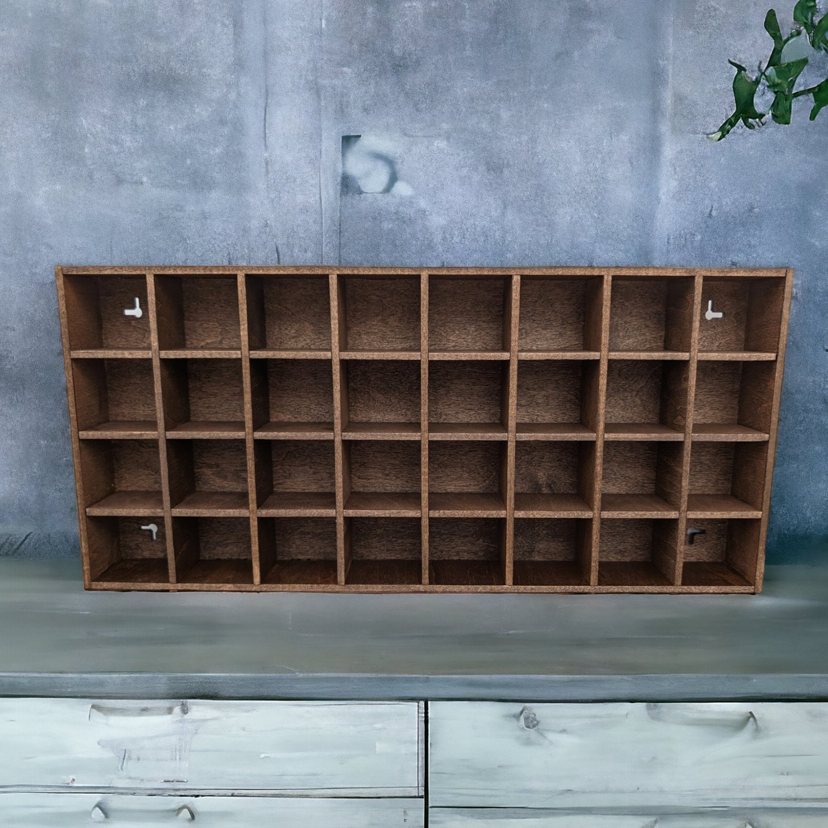 32 Compartment Wooden Display Shelf - 2x2.2 - Trinket Shelf - Curio ...