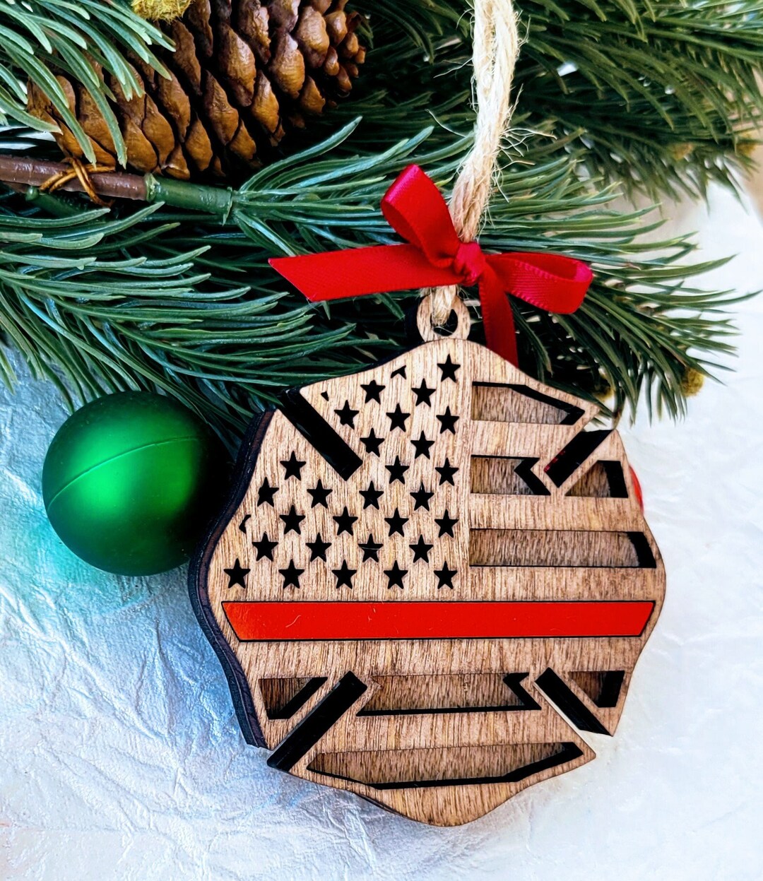 Firefighter First Responder Christmas Ornament - Thin Red Line American ...