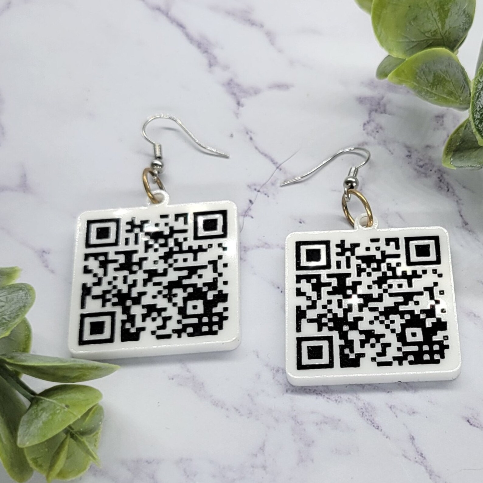 White Acrylic QR Code Earrings Custom Scannable QR Code - Etsy