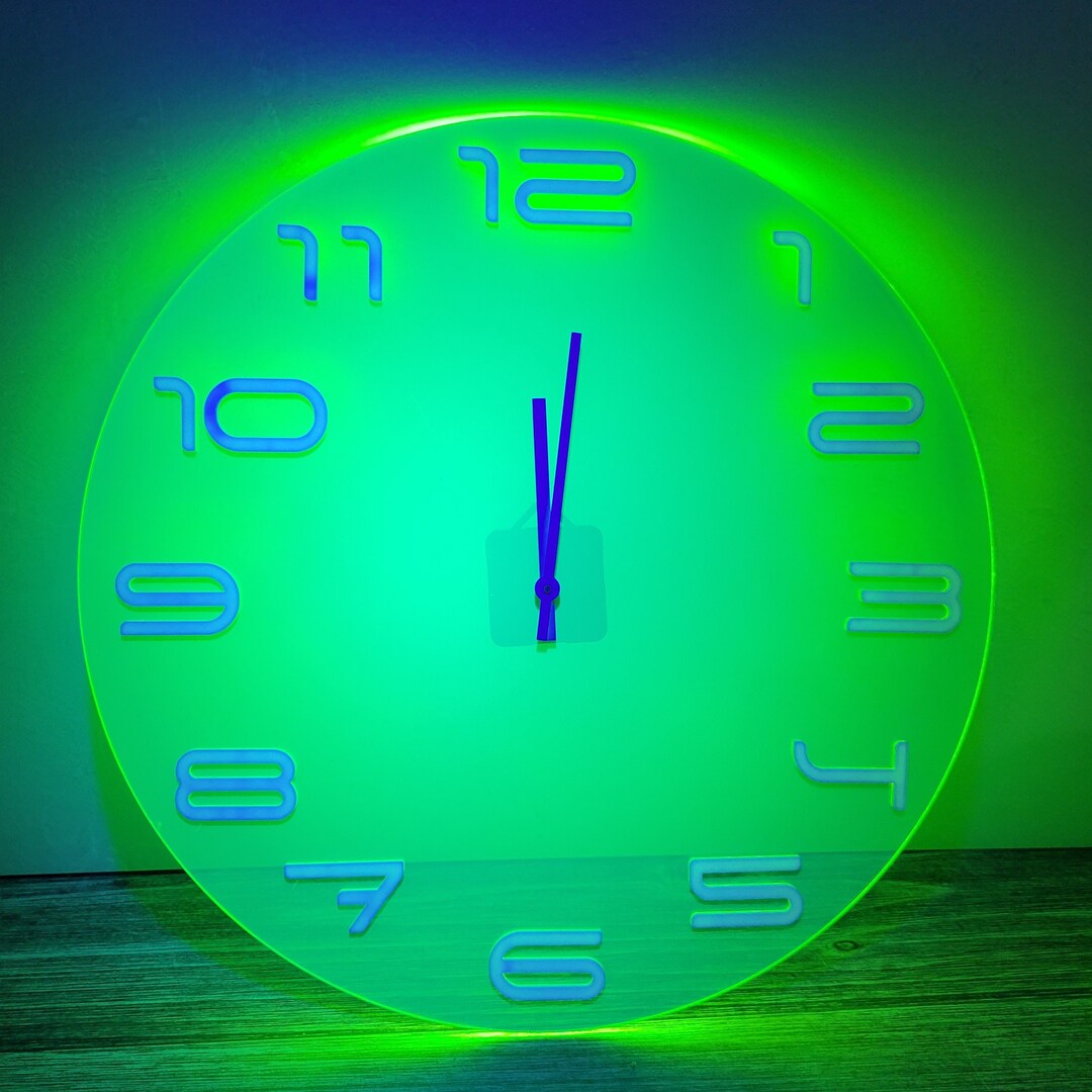 Blacklight UV Fluorescent Green Gamer Wall Clock - Funky Wall Clock ...
