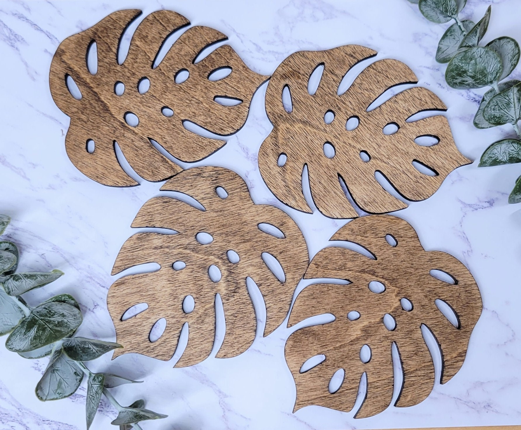 Monstera Leaf Coasters Wooden Leaf Coasters Maple Leaf | Etsy