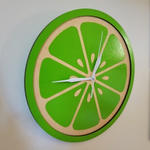 Lime Slice Clock - Kitchen Clock - Funky Clock - Retro Clock - Wooden ...