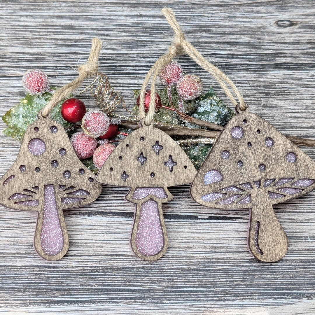 Set of 3 Mushroom Ornaments - Funky Christmas Ornaments - Ornament Gift ...
