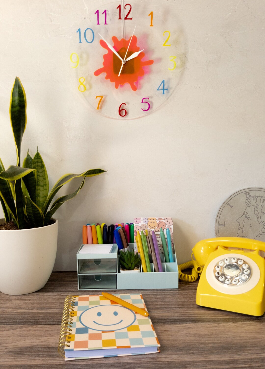 Modern Rainbow Transparent Wall Clock Funky Wall Clock Retro Clock ...