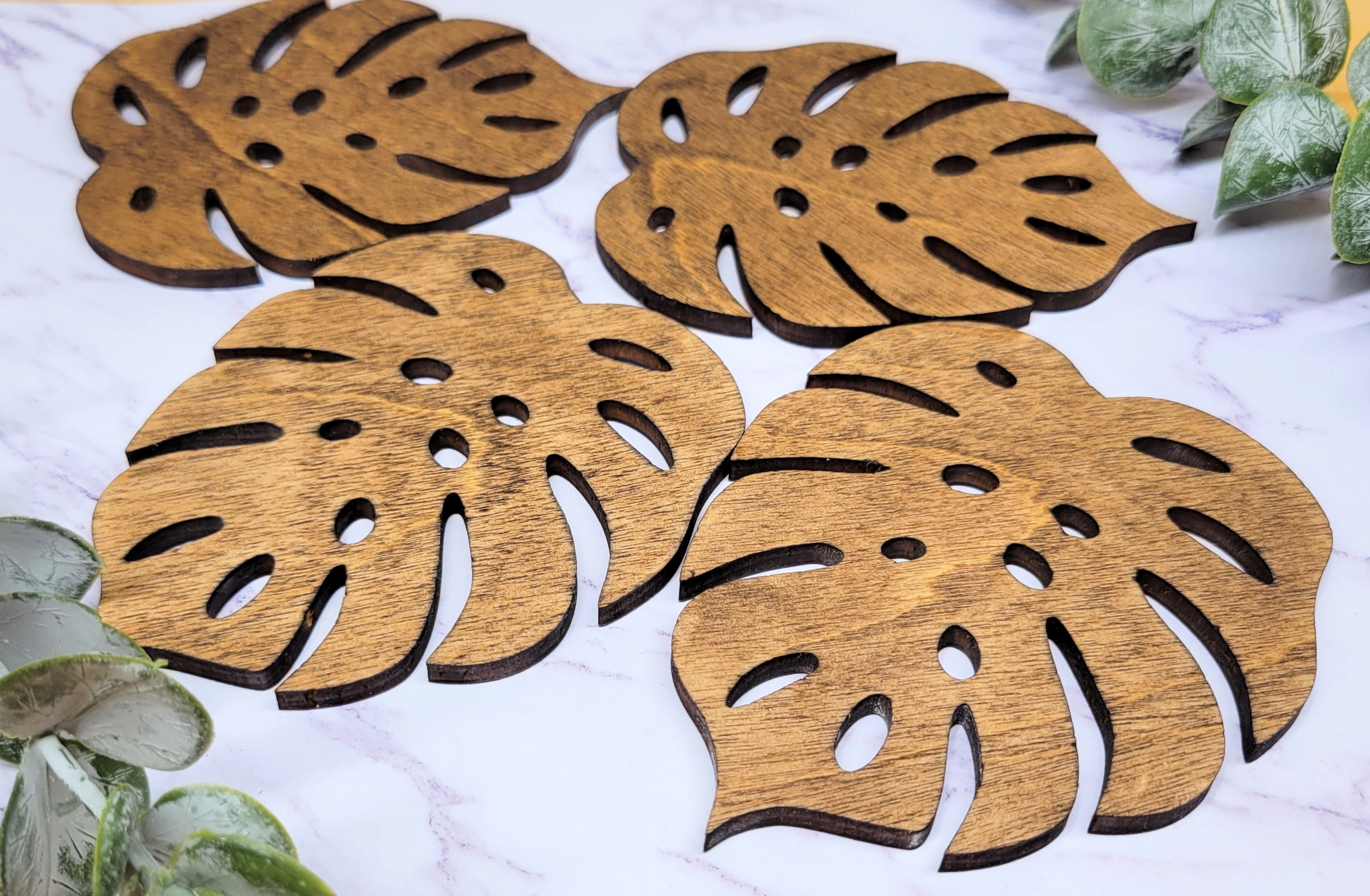 Monstera Leaf Coasters Wooden Leaf Coasters Maple Leaf | Etsy