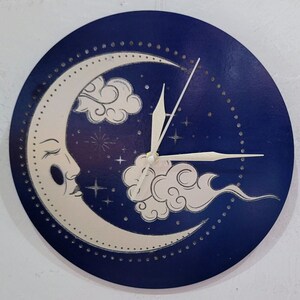 Celestial Moon Face Painted Clock - Kitchen Clock - Funky Clock - Retro ...