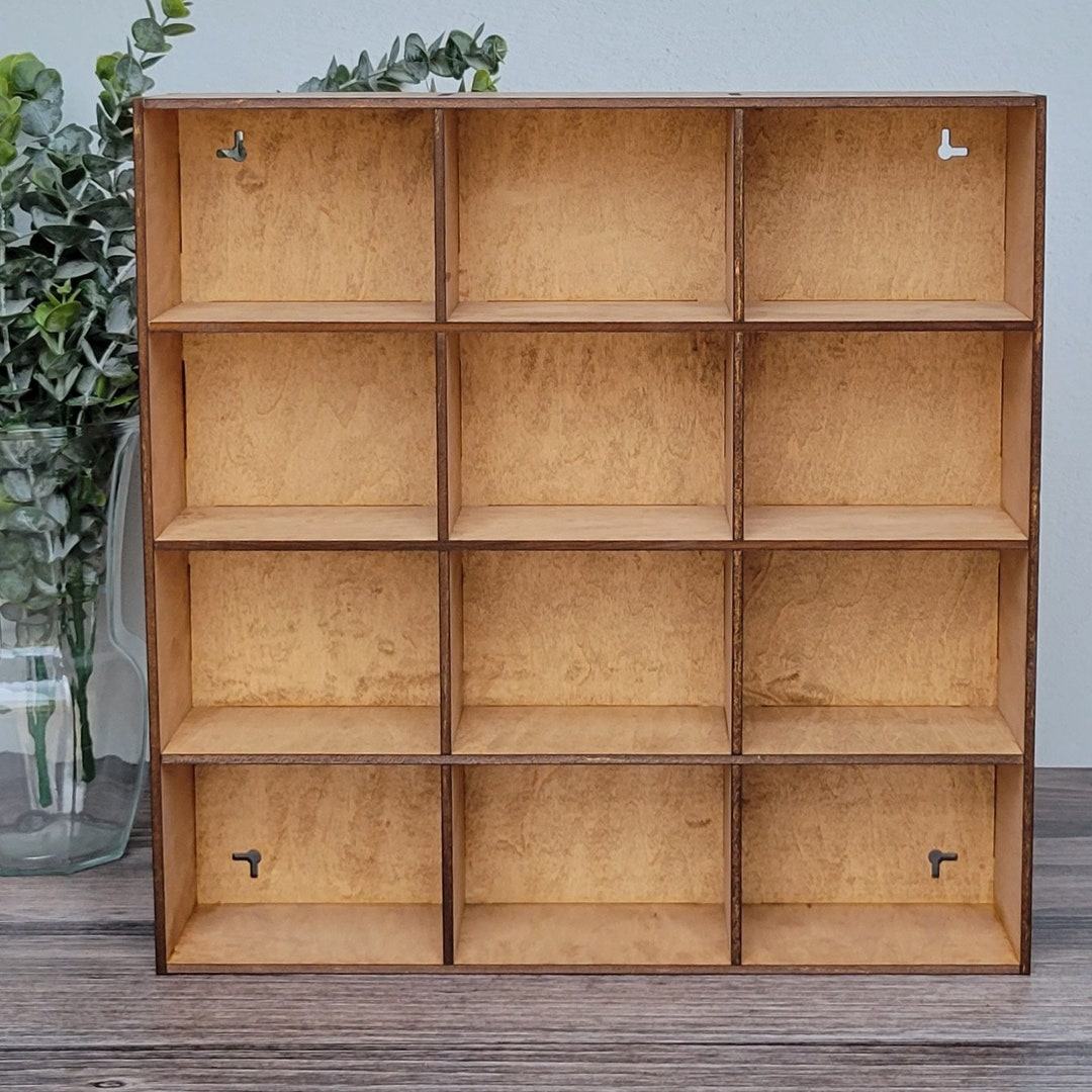 12 Compartment Wooden Display Shelf - 3.75x5 - Trinket Shelf - Curio ...