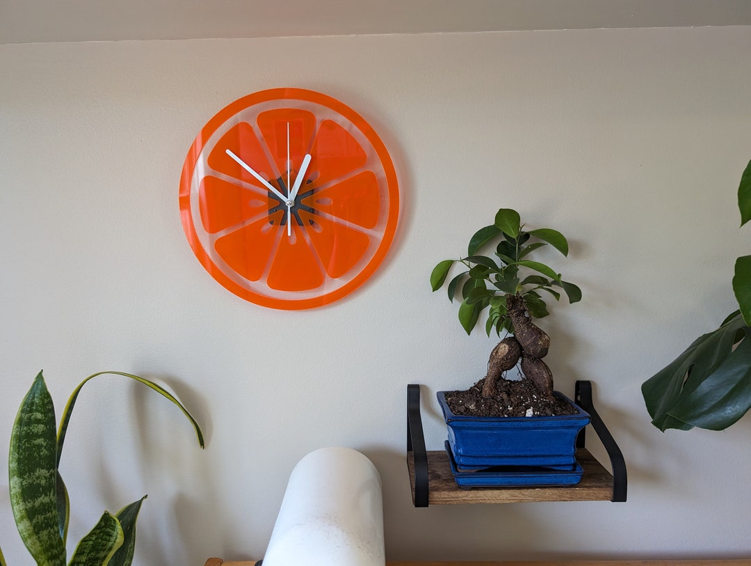 Blacklight Reactive Orange Slice Clock - Kitchen Clock - Funky Clock ...