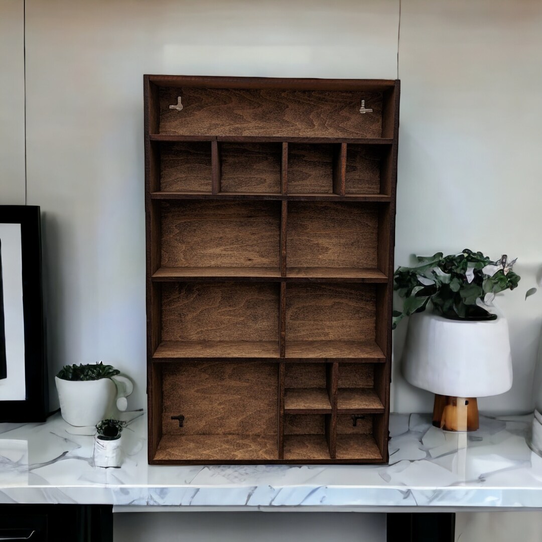 Multi Compartment Wooden Display Shelf Crystal Display Shelf - Etsy