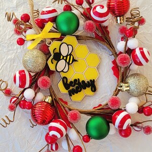 Bee Merry Honey Bee Christmas Ornament - Honey Comb Ornament - Bee Gift ...