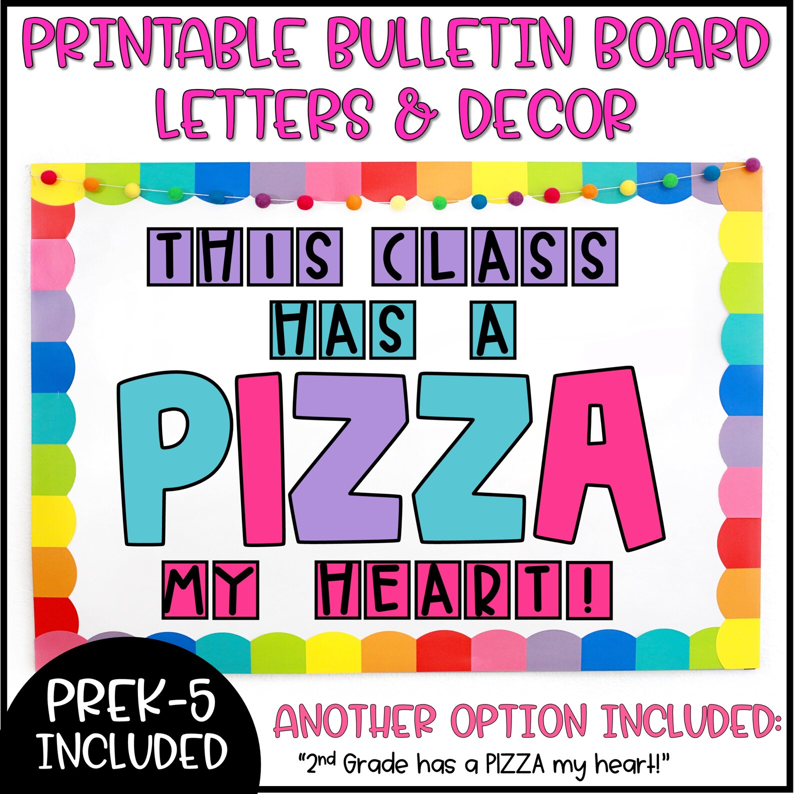 Valentines Day Bulletin Board or Door Decoration Pizza My Heart - Etsy