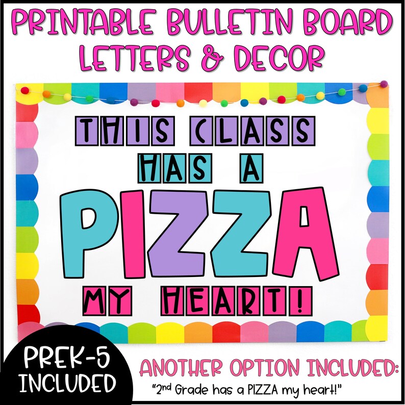 Valentines Day Bulletin Board or Door Decoration Pizza My Heart - Etsy