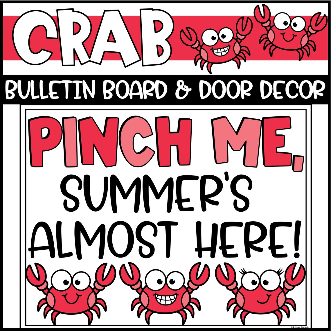 Summer Bulletin Board or Door Decoration Crab - Etsy
