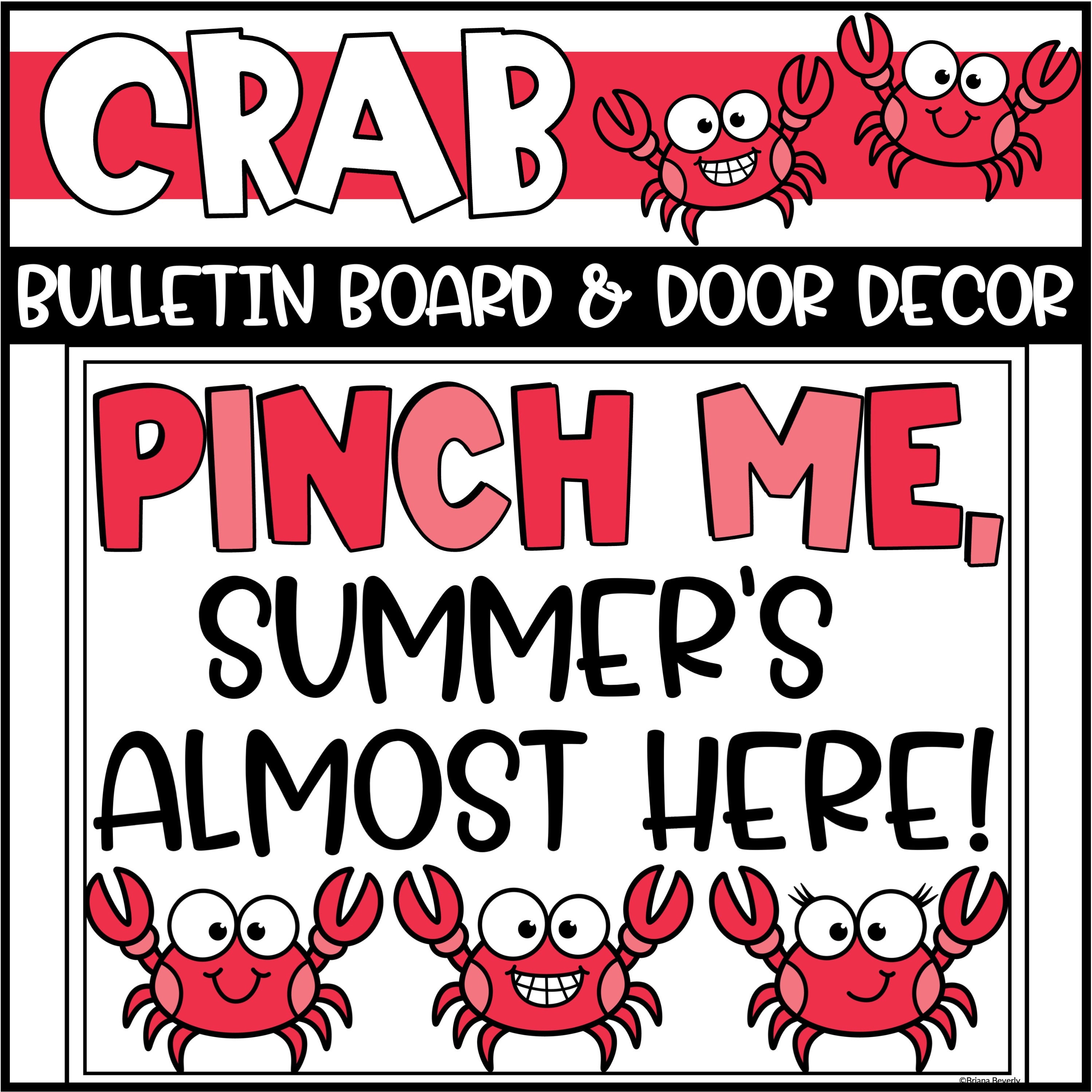 Summer Bulletin Board or Door Decoration Crab - Etsy