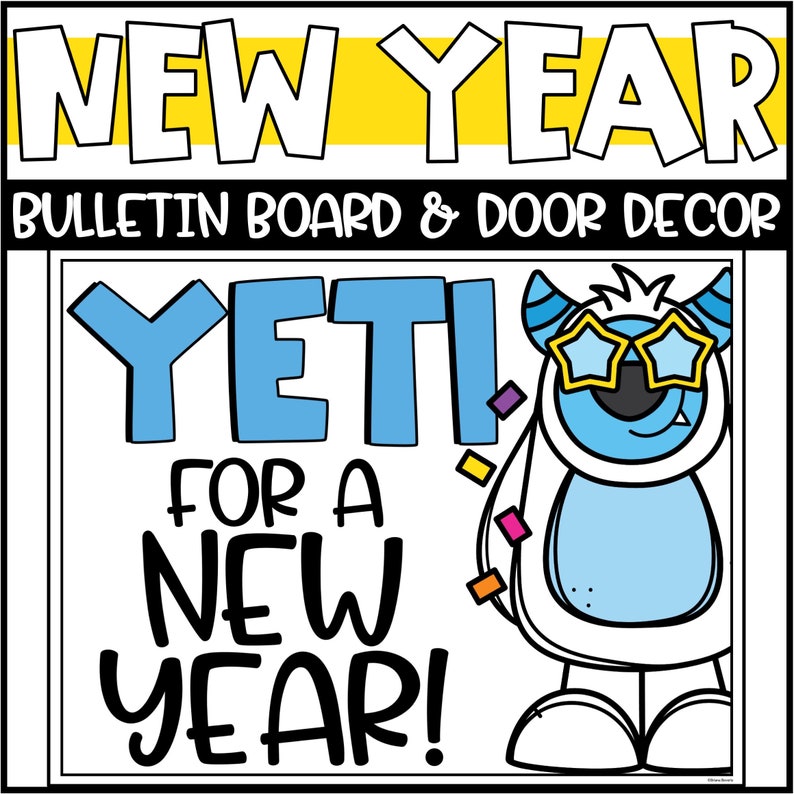 Yeti New Year Bulletin Board or Door Decoration - Etsy