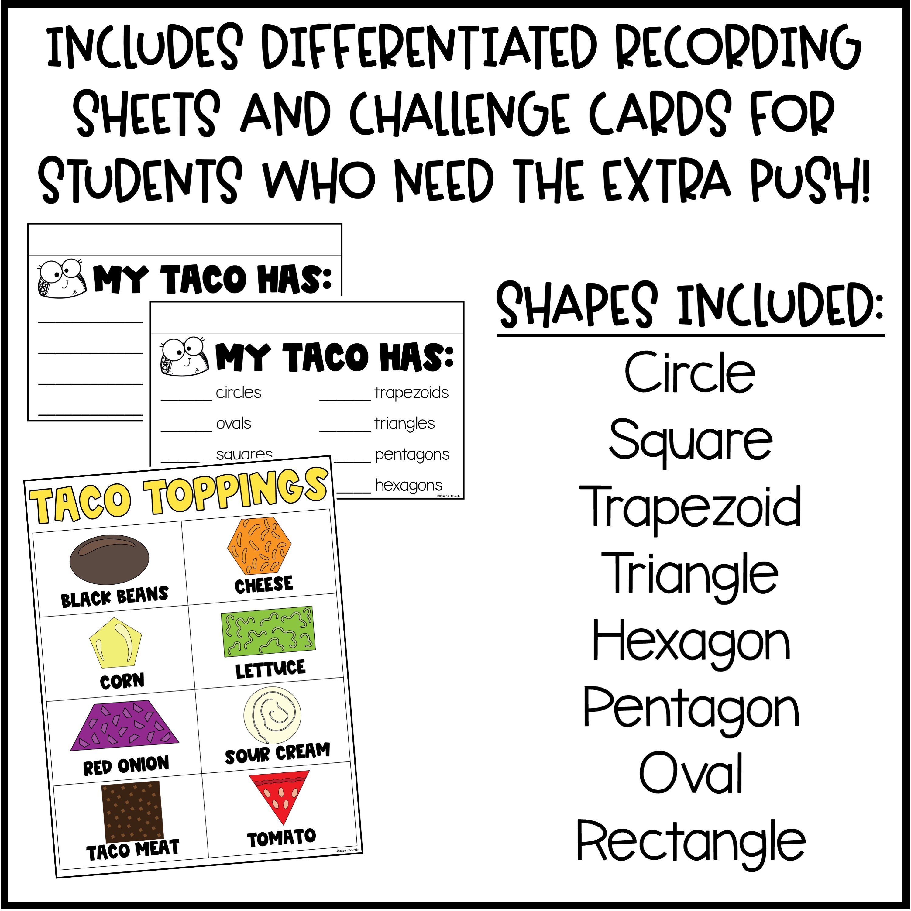 2D Shapes Activities 2D Shape Craft Tacos - Etsy