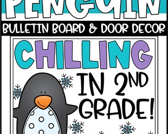 Penguin Door Decoration, Bulletin Board Cutout, Winter Classroom ...