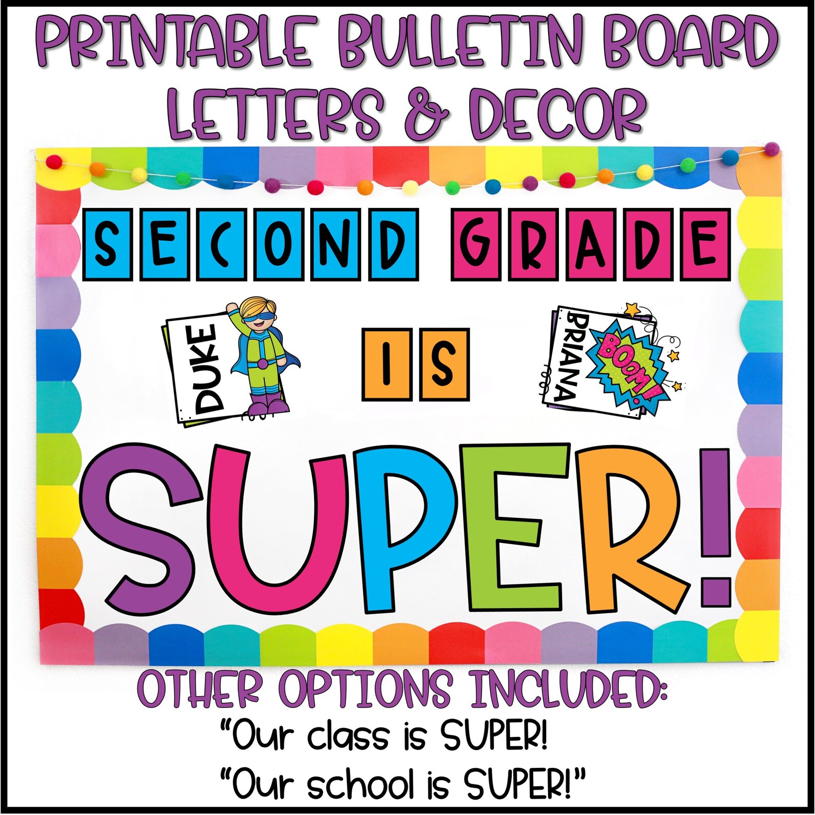 Back to School Brights Superhero Bulletin Board or Door - Etsy