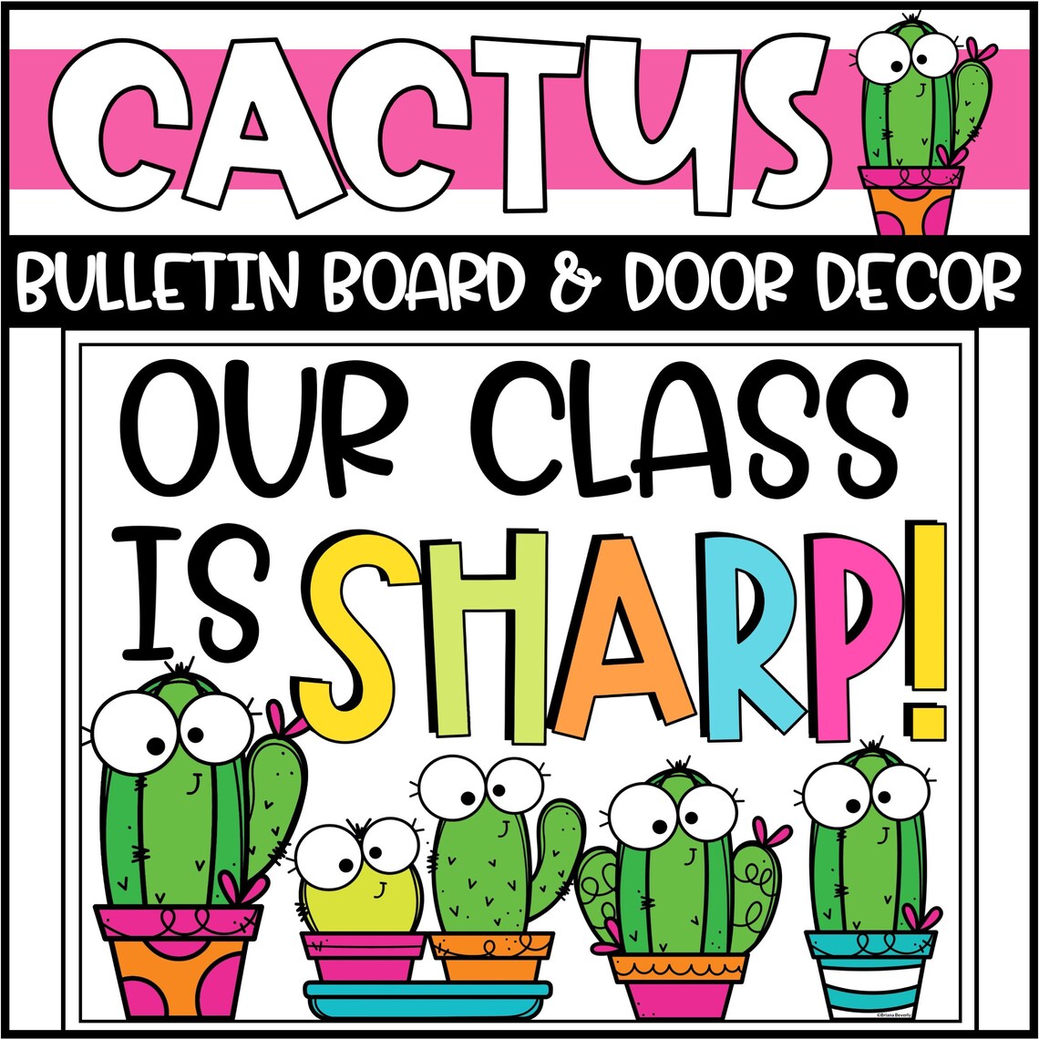 Cactus Bulletin Board or Door Decoration Editable - Etsy