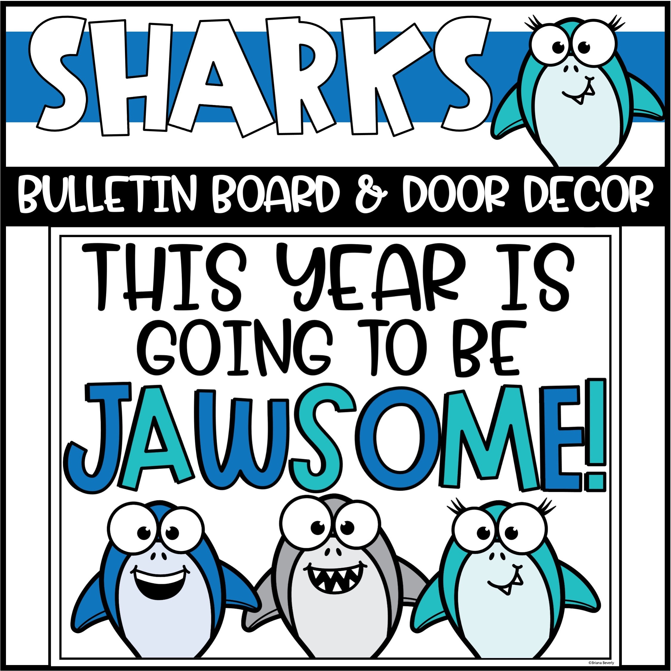 Sharks Bulletin Board or Door Decoration - Etsy