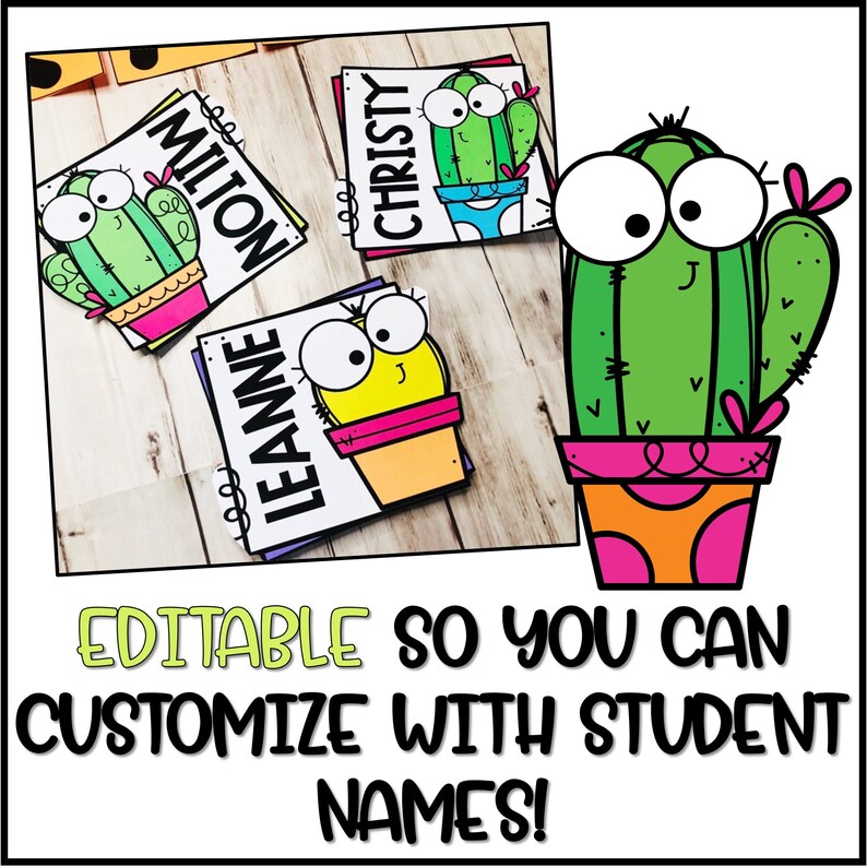 Cactus Bulletin Board or Door Decoration Editable - Etsy