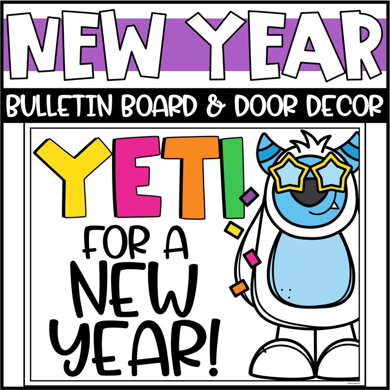 Yeti New Year Bulletin Board or Door Decoration - Etsy