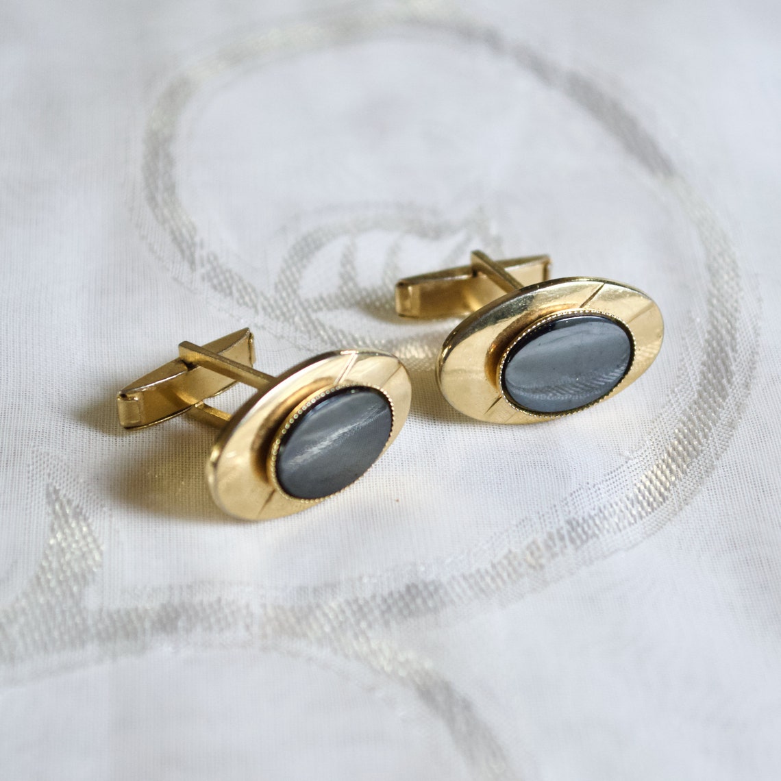 Vintage Late 1950s/early 1960s Cuff Links Bezel-set Natural | Etsy