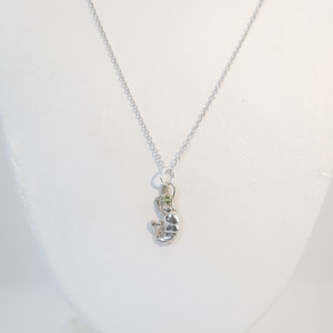 Silver Shrimp Pendant With Real Green Peridot Crystal Eye, Solid ...