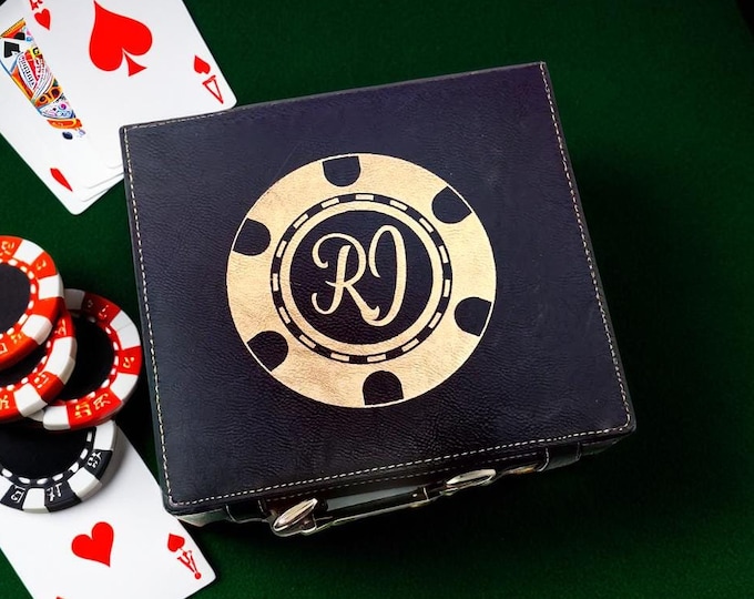 Personalized Poker Set | Custom Leather Poker Case | Gambler | Card ...