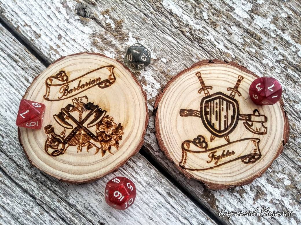 Dungeons and Dragons Coaster Set DnD Coasters Wood Log | Etsy