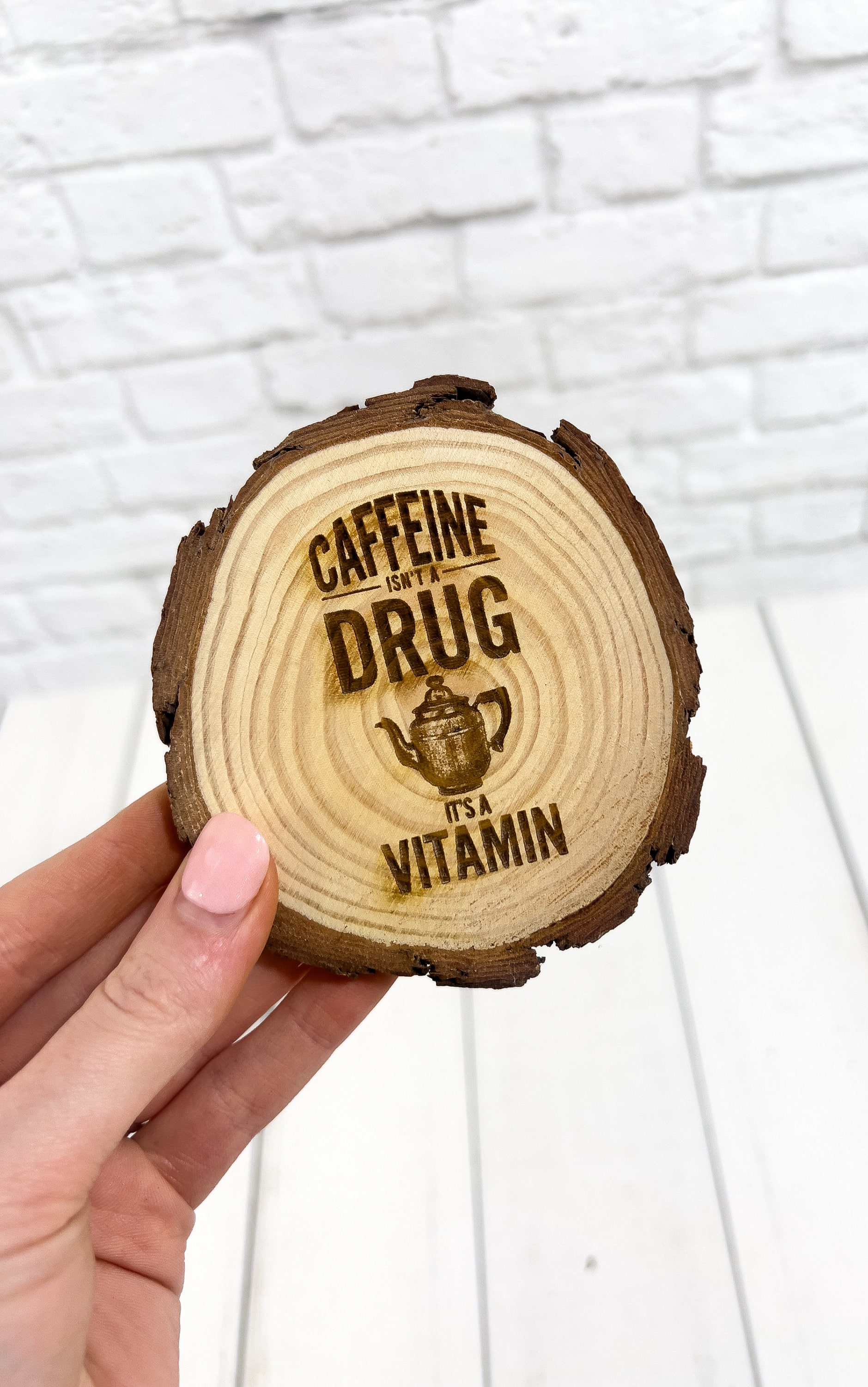 Coffee Themed Wood Coaster Set Coffee Lover Gift Wood Log - Etsy