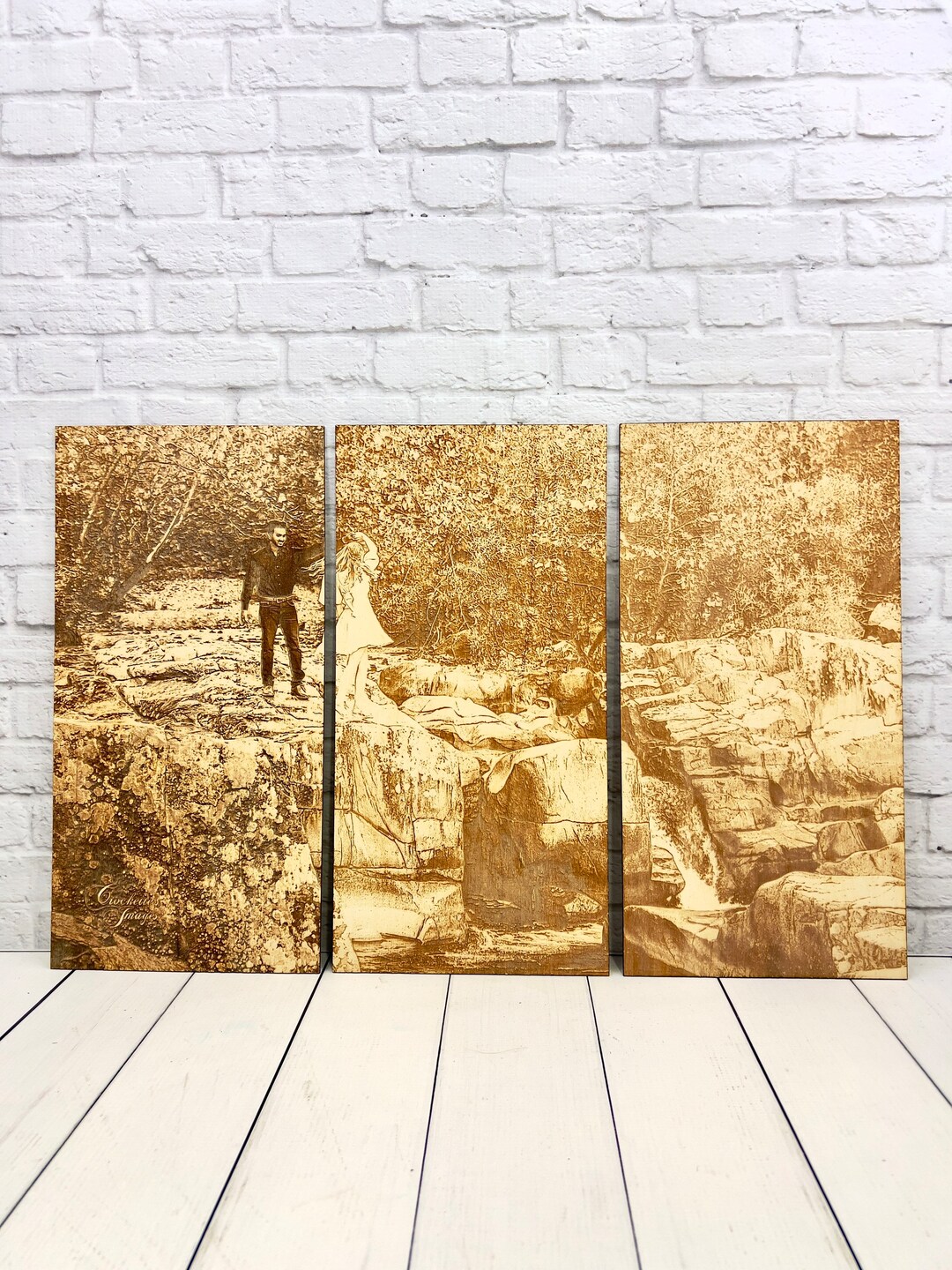 3 Piece Custom Photo Portrait Personalized Engraved Photo on Wood Wall ...