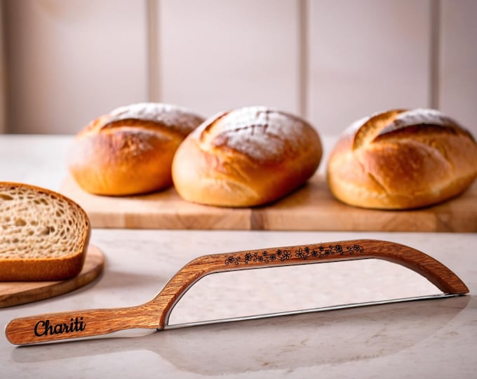 Engraved Sourdough Bread Knife: Walnut Wood, Cherry, Acacia, Zebrawood ...