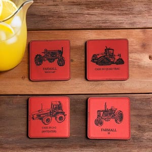 Tractor Coasters | Farm Equipment | Agriculture Coaster Set | Man Cave ...
