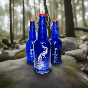 Personalized Blue Glass Water Bottle – Eco-friendly, Leak-proof - Etsy