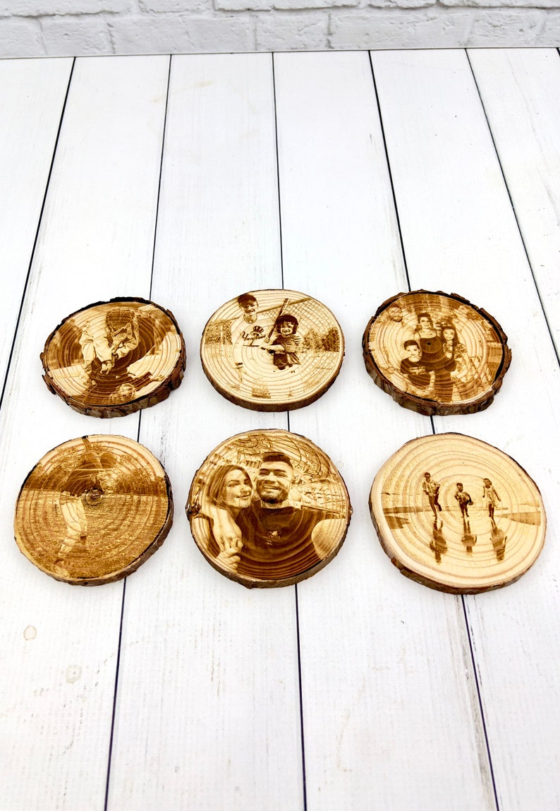 Wood Coasters Engraved W/ Your Custom Photo Personalized - Etsy
