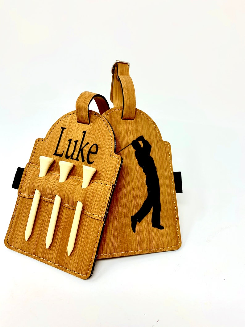 Personalized Leather Golf Bag Tag With Tees custom Golf Tee - Etsy