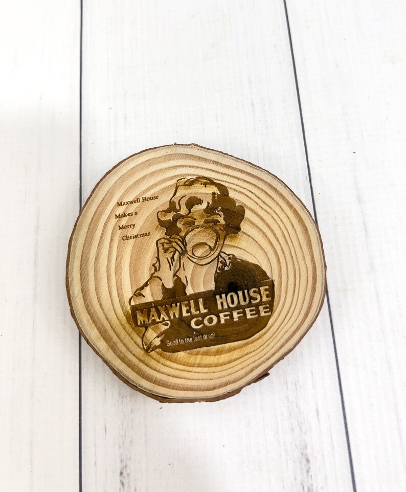 Coffee Themed Wood Coaster Set Coffee Lover Gift Wood Log - Etsy