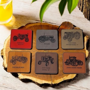 Tractor Coasters | Farm Equipment | Agriculture Coaster Set | Man Cave ...