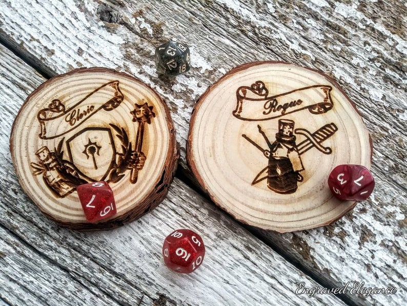 Dungeons and Dragons Coaster Set DnD Coasters Wood Log | Etsy