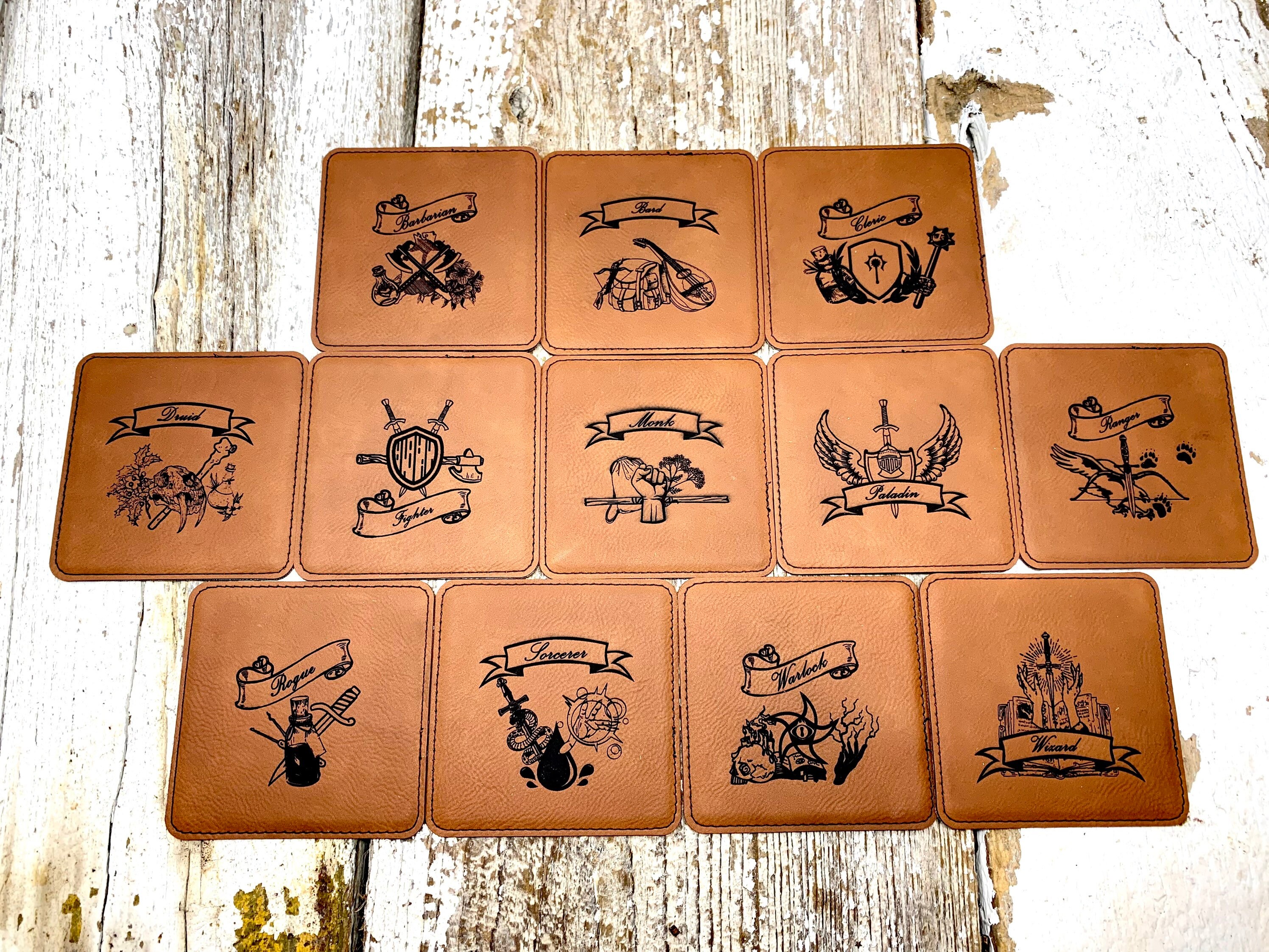 Dungeons and Dragons Coaster Set D&D Leather Coaster Set | Etsy