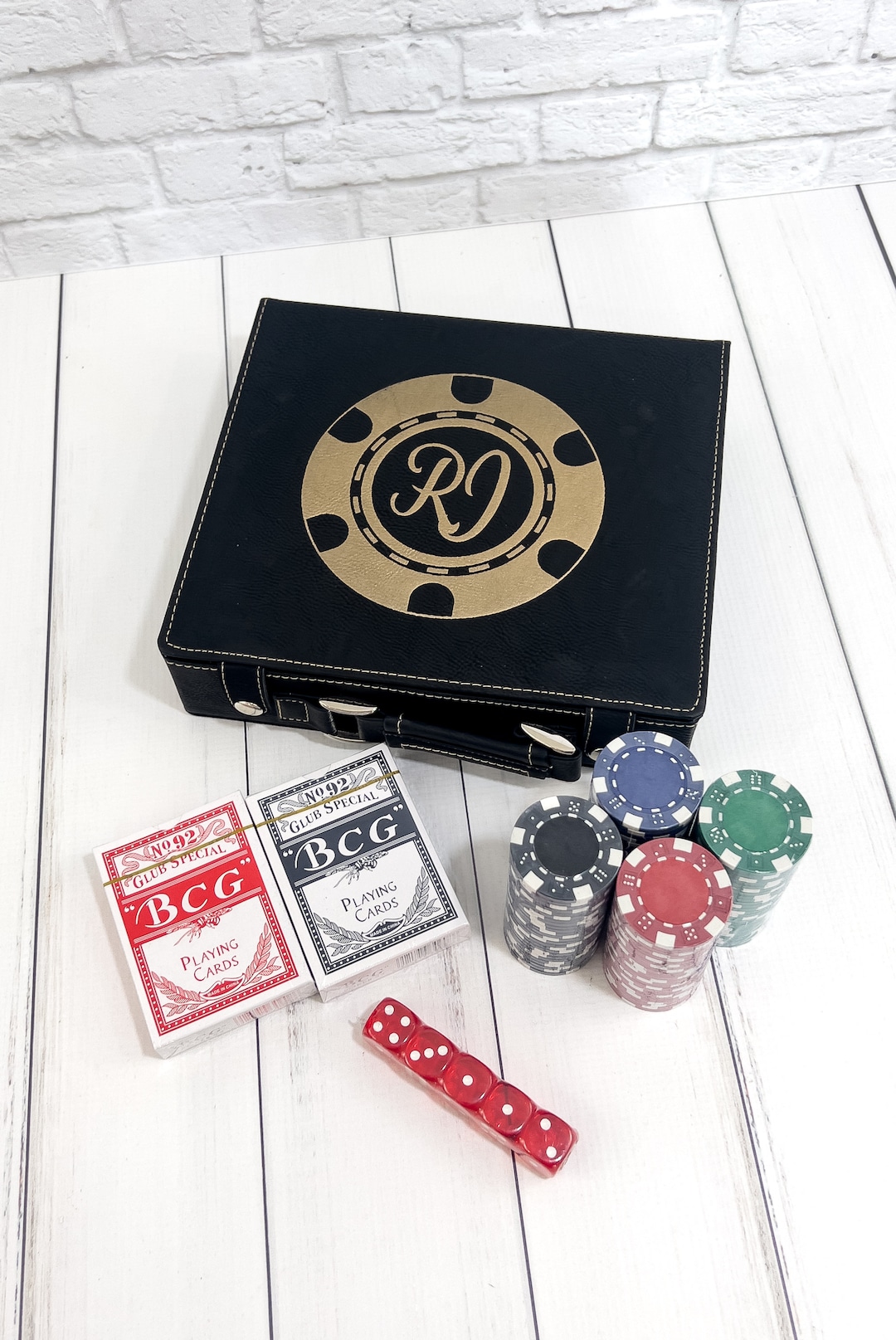 Personalized Poker Set Custom Leather Poker Case Gambler Card Games ...