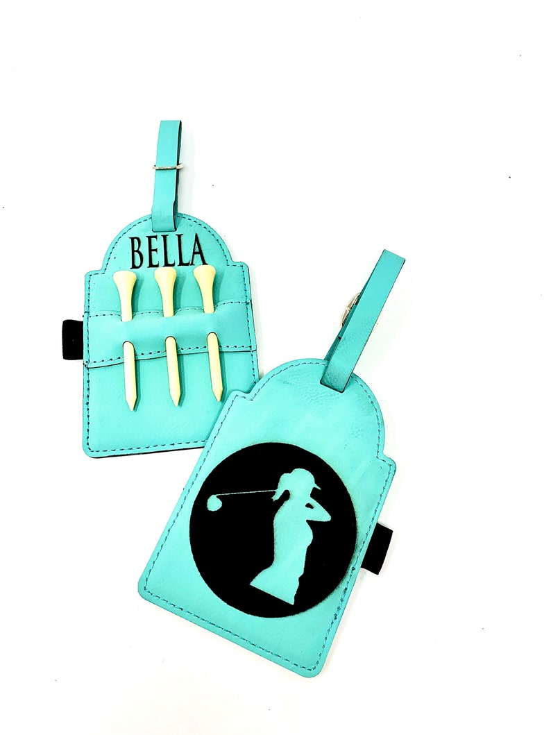 Personalized Leather Golf Bag Tag With Tees custom Golf Tee - Etsy