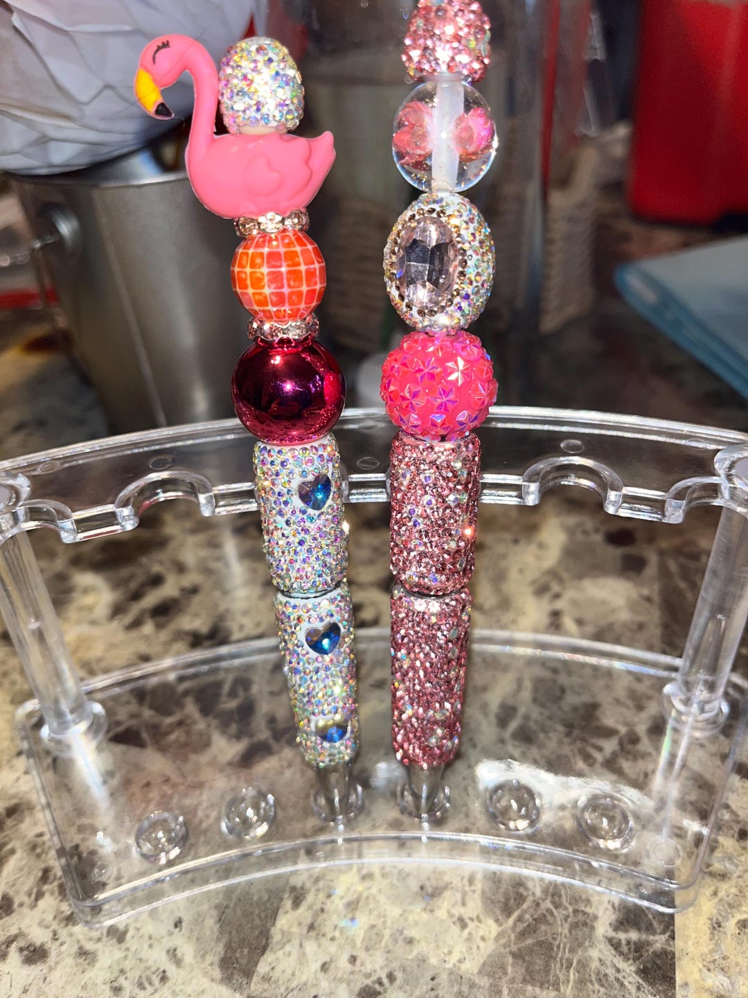 Set of Two Pink and Flamingo Beaded Pens - Etsy